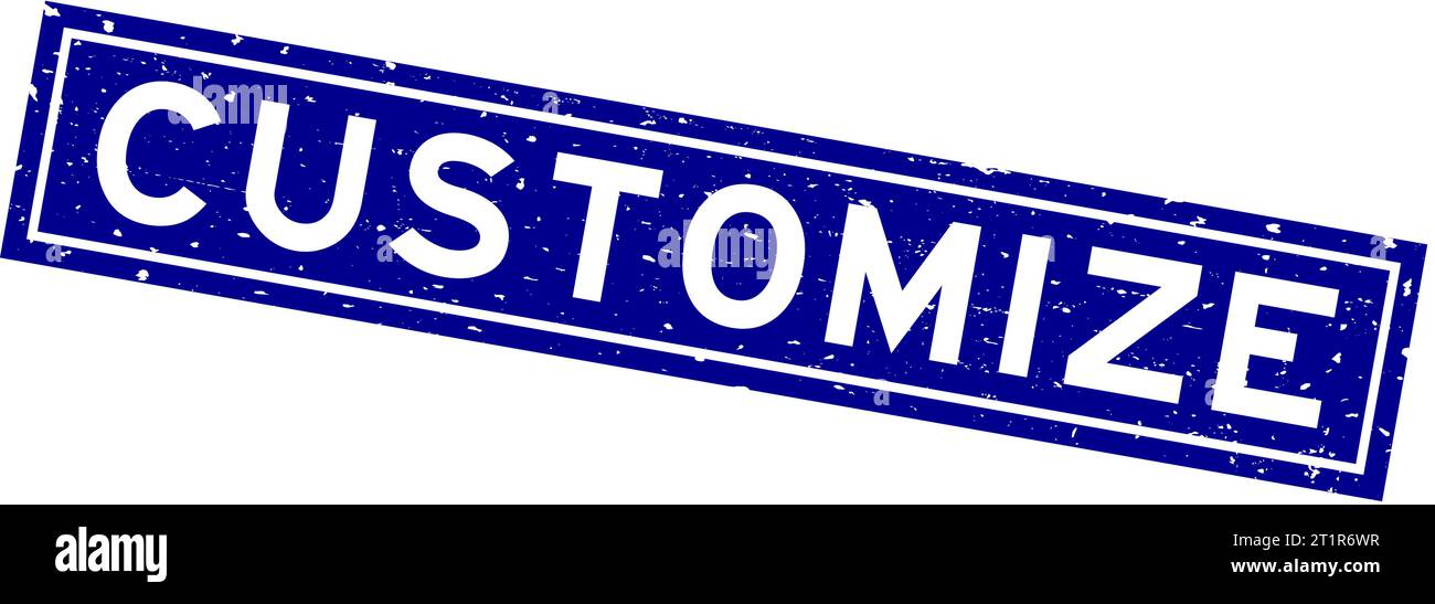 Grunge blue customize word square rubber seal stamp on white background Stock Vector Image & Art ...