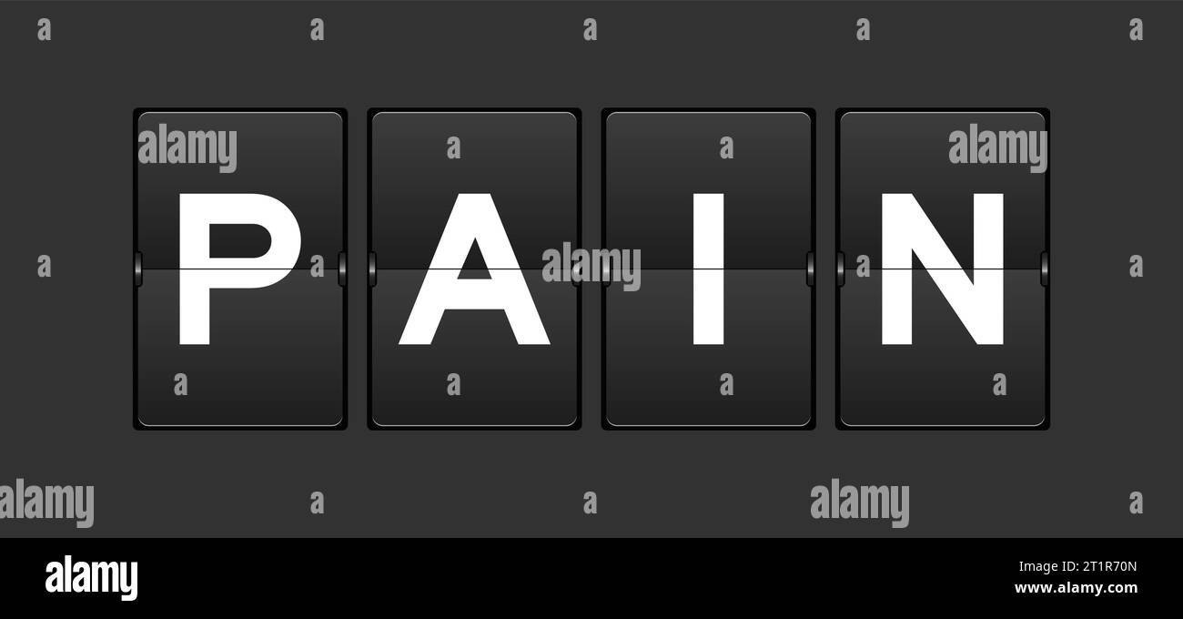 Black color analog flip board with word pain on gray background Stock ...