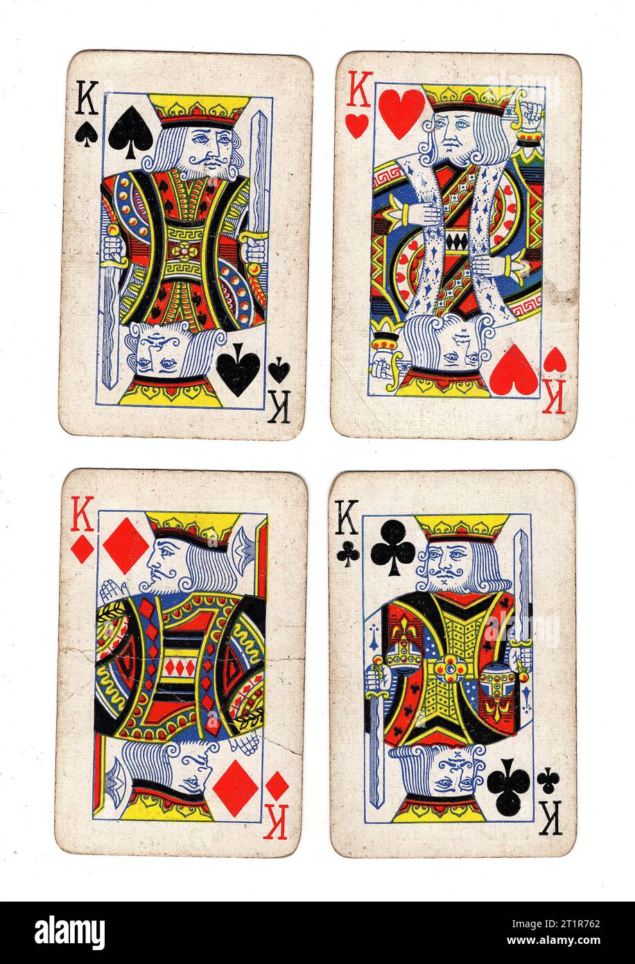 Vintage playing cards featuring four kings on a white background Stock ...