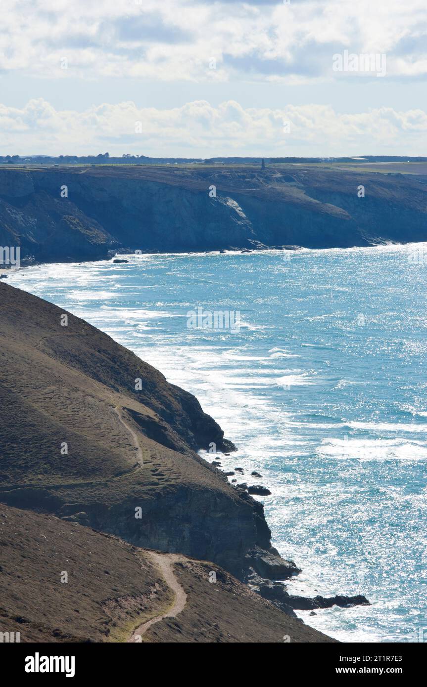 Cornish cliffs on the north coast between St. Agnes and Chapel Porth ...