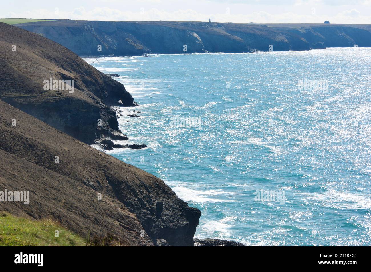 Cornish cliffs on the north coast between St. Agnes and Chapel Porth ...