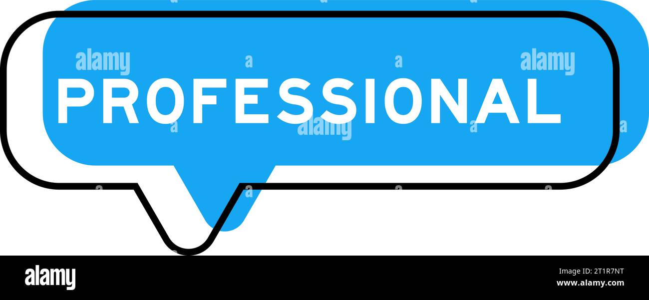 Speech banner and blue shade with word professional on white background ...
