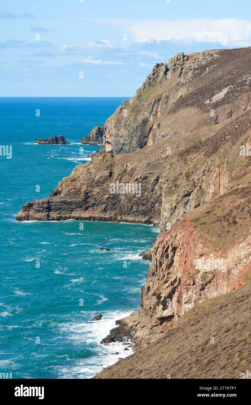 Cornish cliffs on the north coast between St. Agnes and Chapel Porth ...
