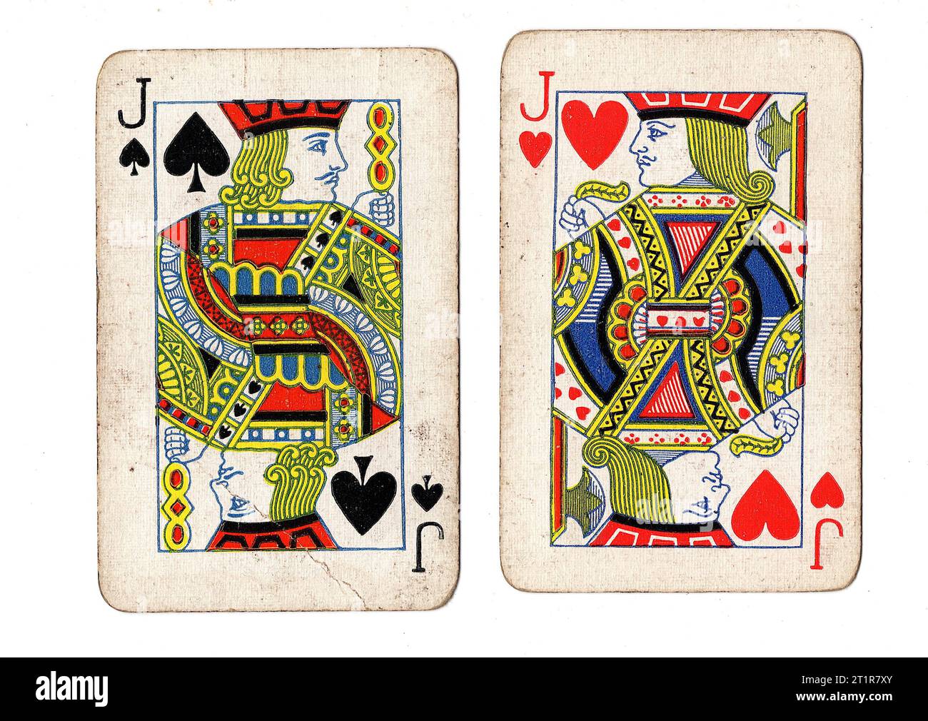 Vintage playing cards featuring a pair of jacks on a white background Stock Photo - Alamy