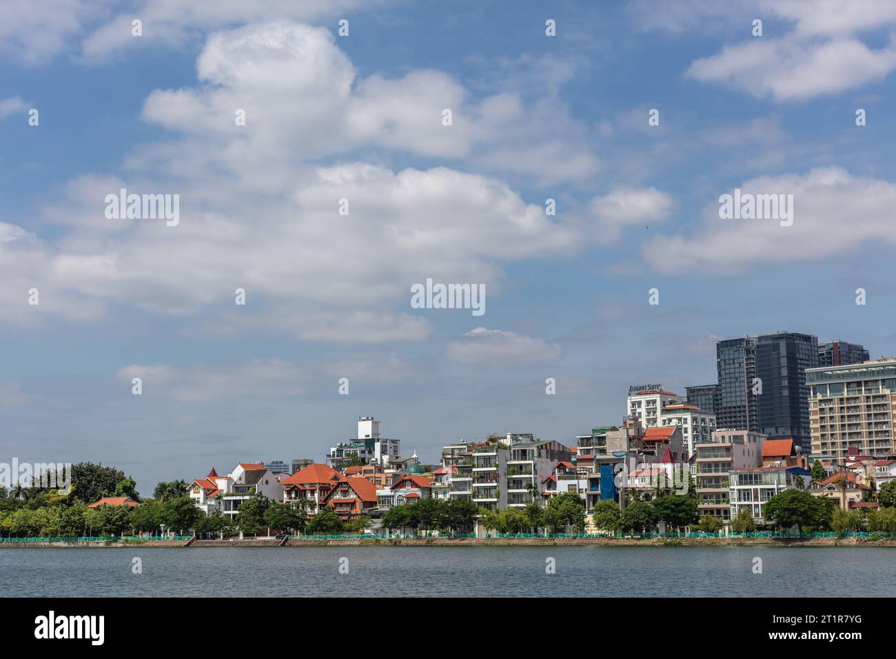 Quan Tay Ho or Westlake district in Hanoi. Bank of lake Tay with ...