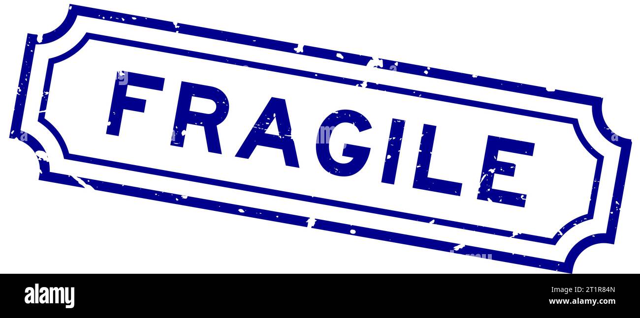 Grunge blue fragile word rubber seal stamp on white background Stock ...