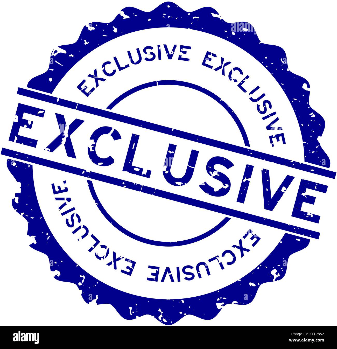 Grunge blue exclusive word round rubber seal stamp on white background ...