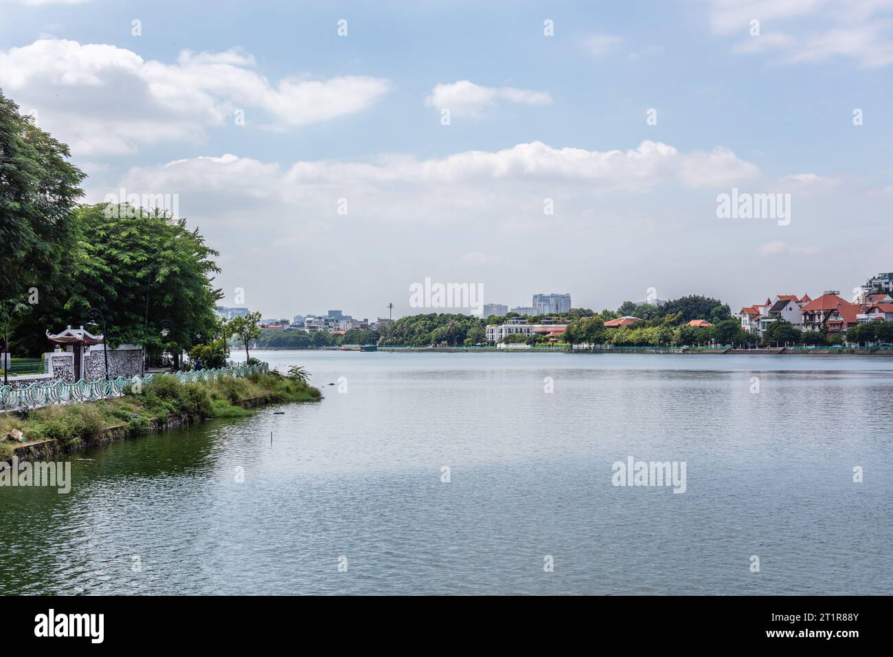 Quan Tay Ho or Westlake district in Hanoi. Bank of lake Tay with residential buildings and ...