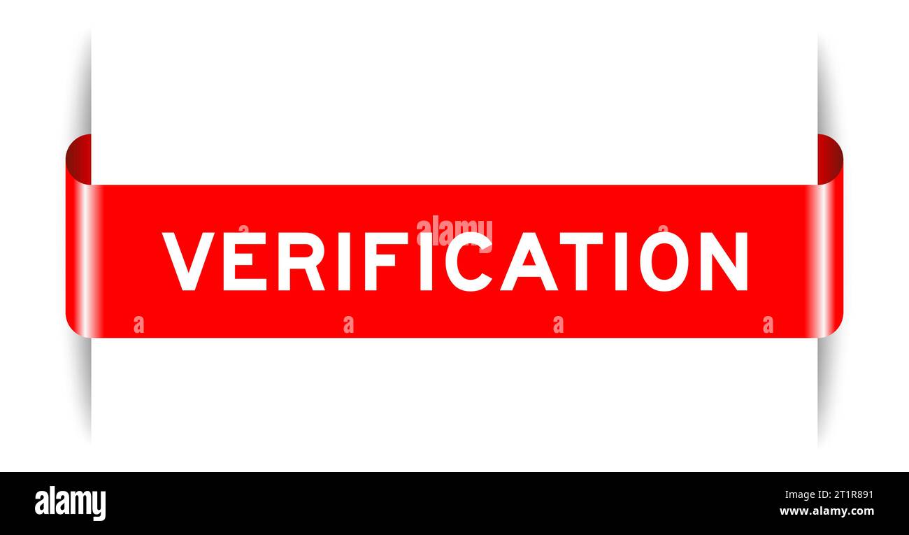 Red Color Inserted Label Banner With Word Verification On White Background Stock Vector Image