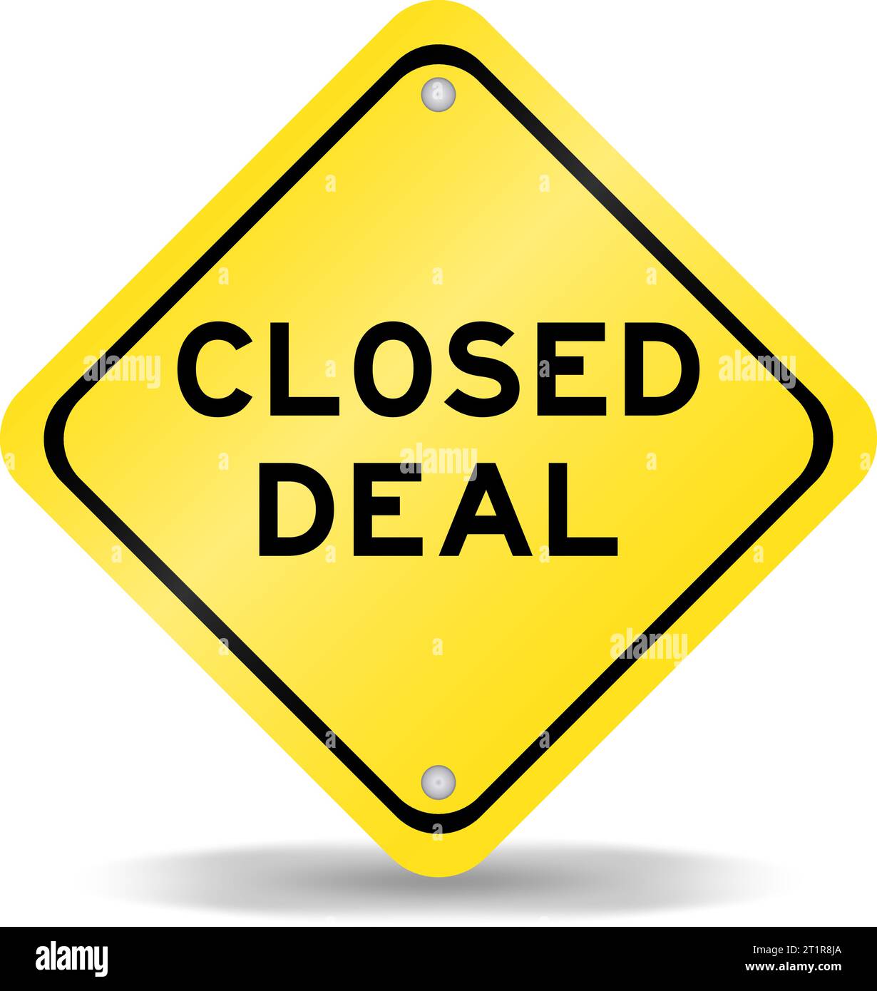 Yellow color transportation sign with word closed deal on white ...