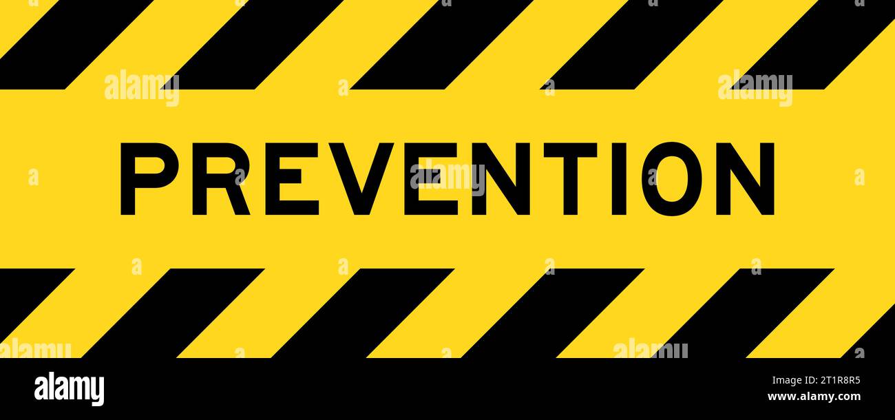 Yellow and black color with line striped label banner with word ...