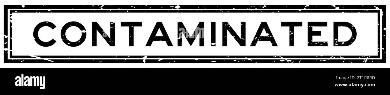 Grunge black contaminated word square rubber stamp in white background ...