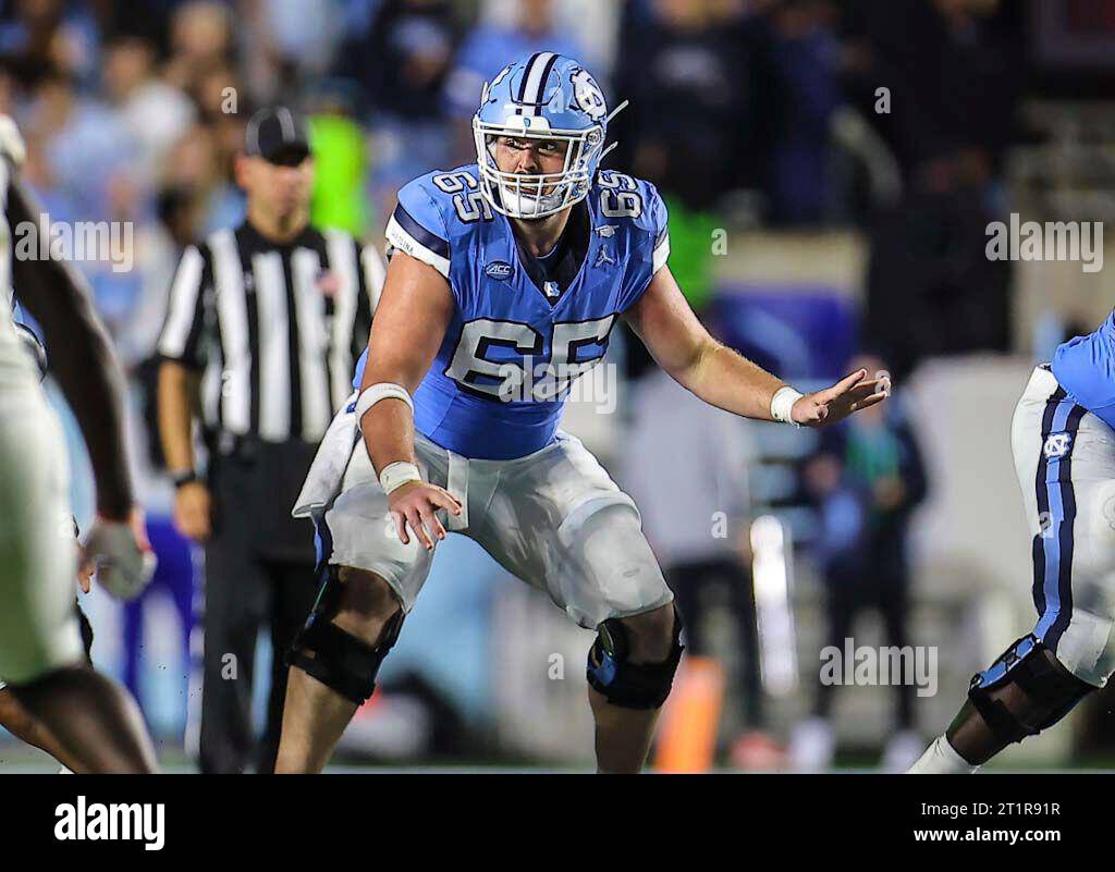 October 14, 2023: North Carolina senior Corey Gaynor (65). NCAA ...