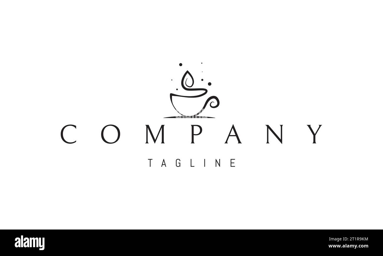 A vector logo with an abstract image of a cup of tea with steam in the ...