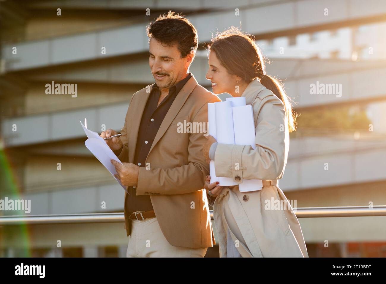 Construction Project Discussion by Business Partners on Street Stock ...