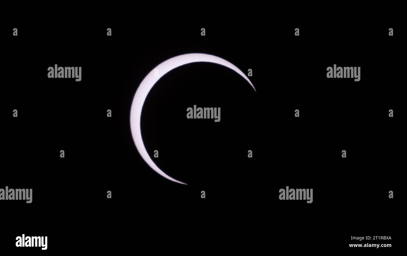 Annular solar eclipse as seen in Georgetown, Texas USA Oct 14,2023 ...