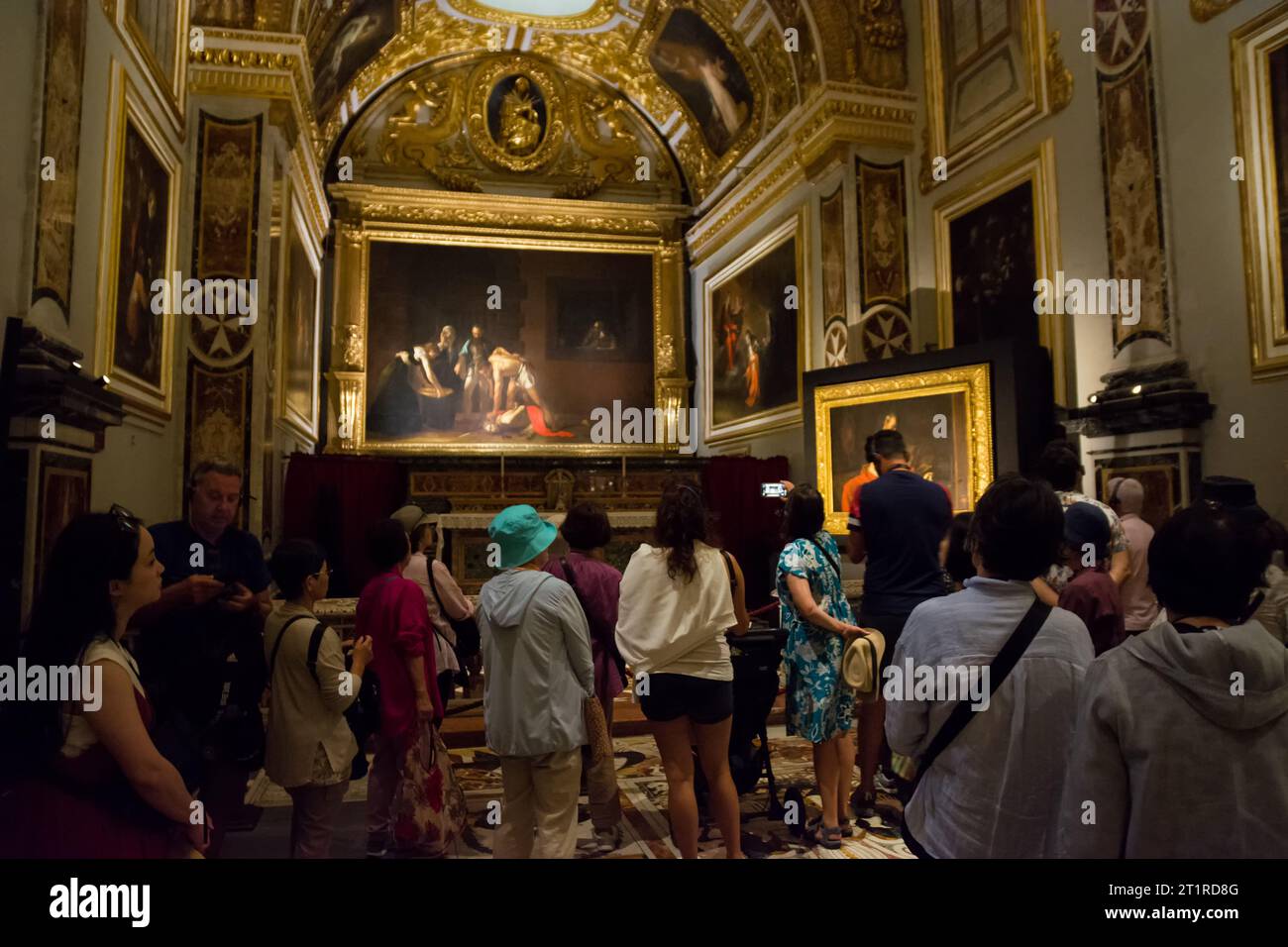 Valletta, Malta - 17 June 2023: Tourists in the sacristy room inside ...