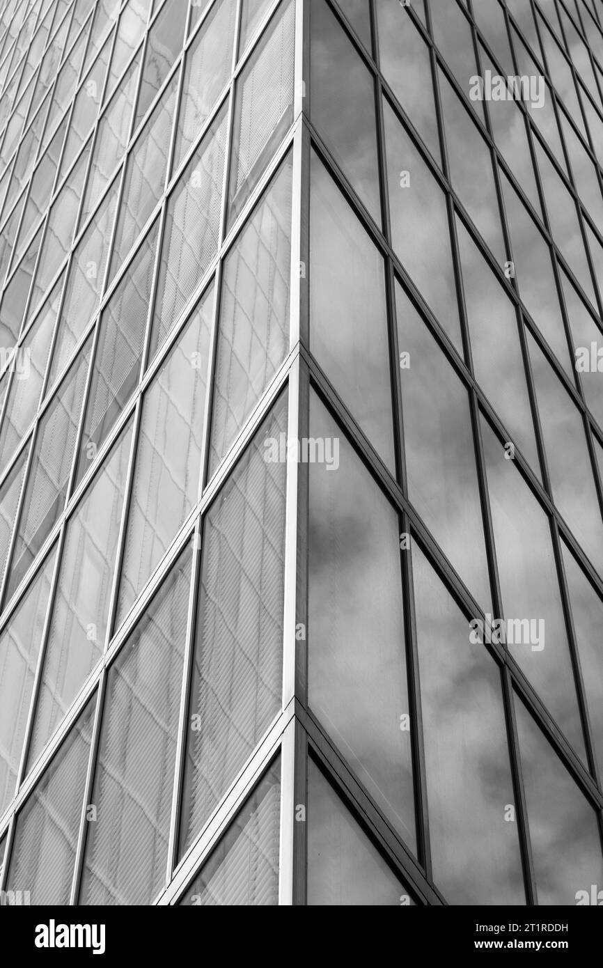 Building facade detail pattern with layers of windows, modern urban ...