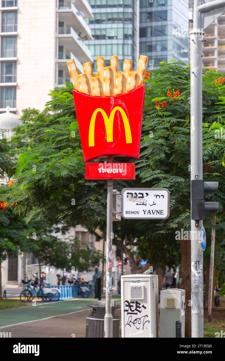 Tel Aviv, Israel - October 2, 2023 - McDonald's signage on the ...