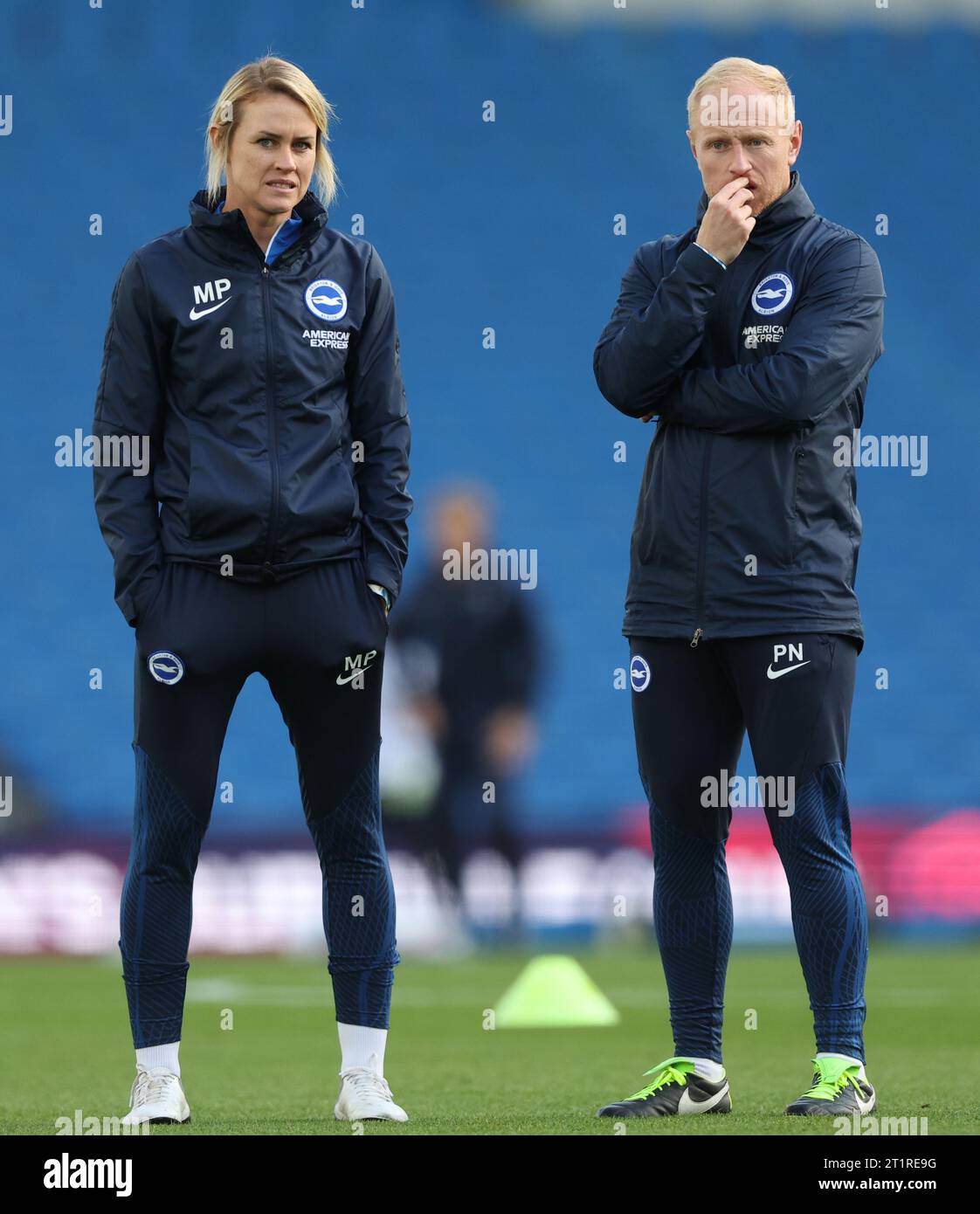 Brighton, UK. 15th Oct, 2023. Brighton Head Coach Melissa Phillips and ...