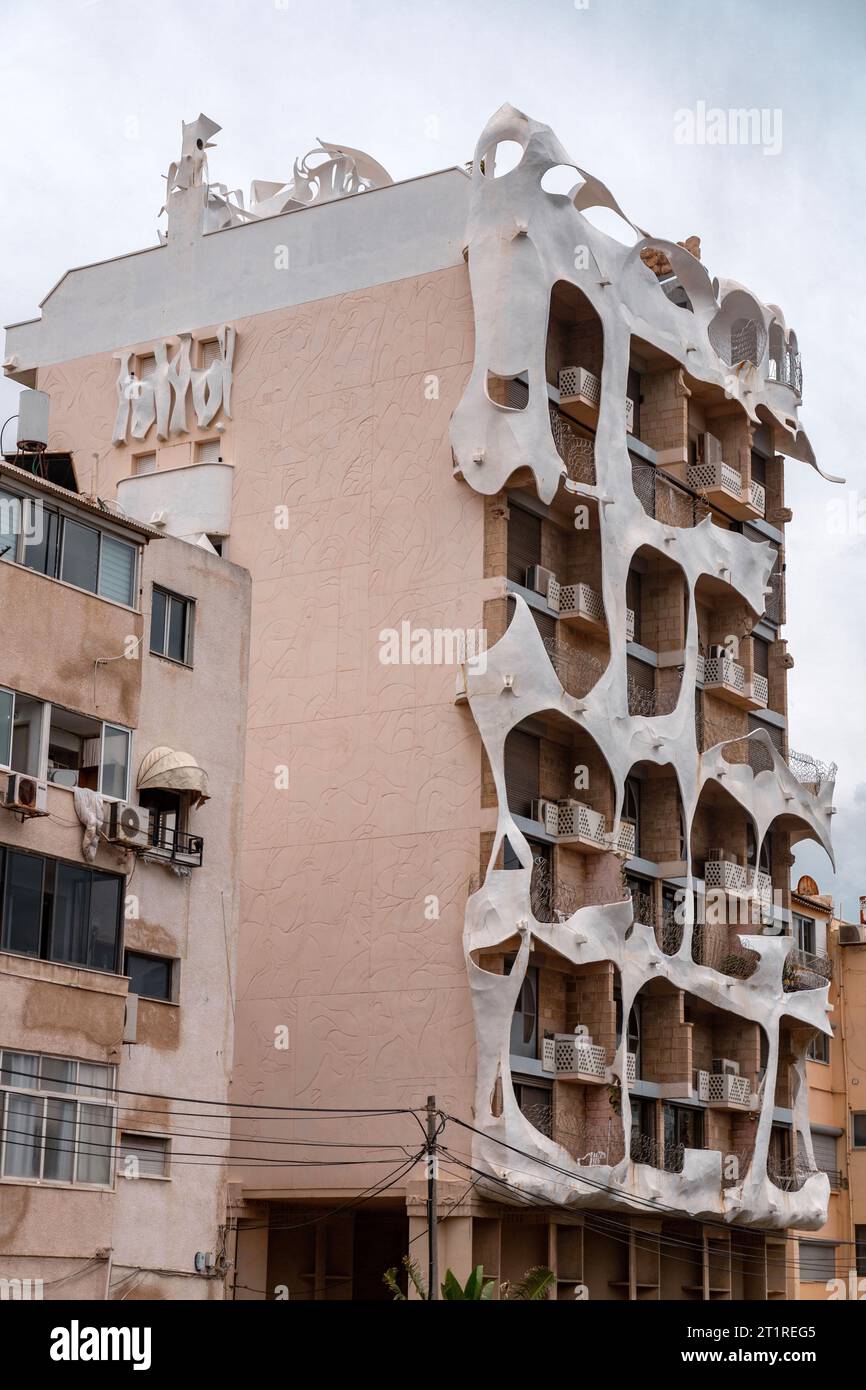 Tel Aviv, Israel - October 2, 2023 - The Crazy House is a nine story ...
