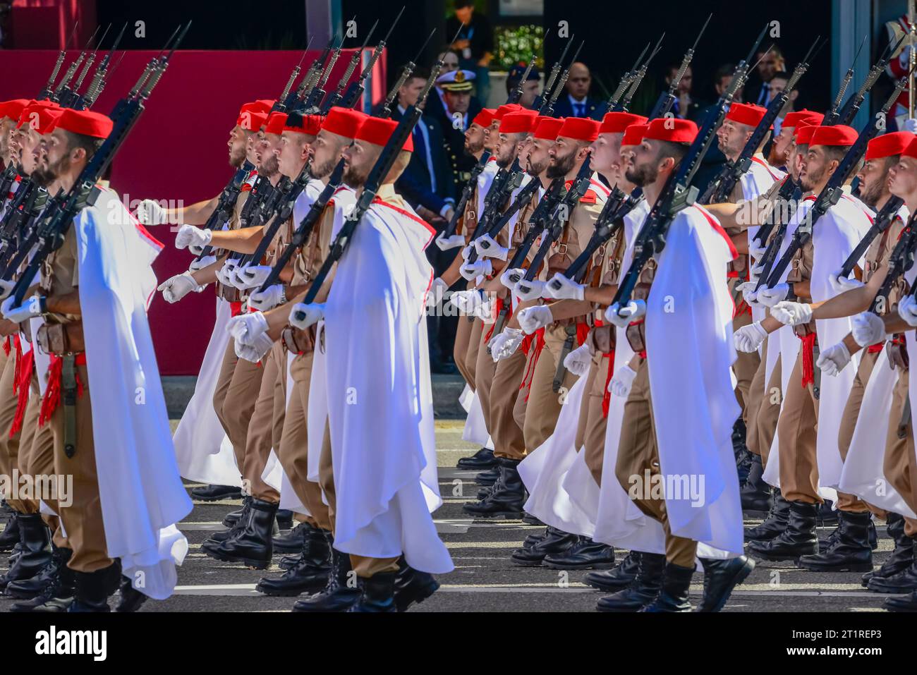 Regulares regiment from Ceuta and Melila with their white cape . Some 4,100 military personnel ...