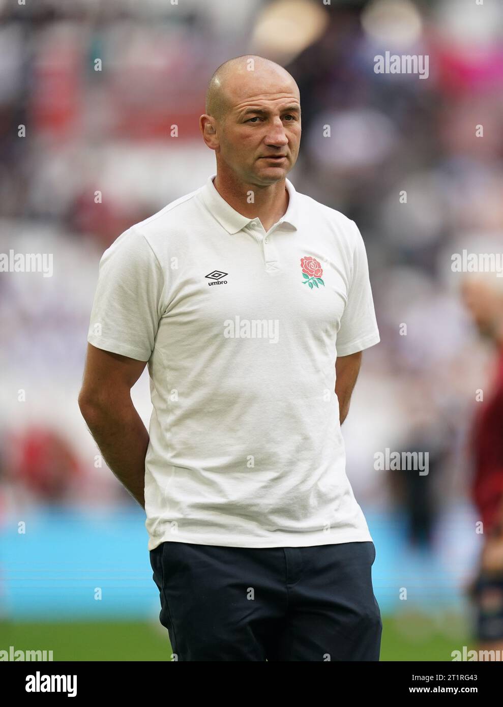 England head coach Steve Borthwick before the Rugby World Cup 2023 quarter-final match at the ...
