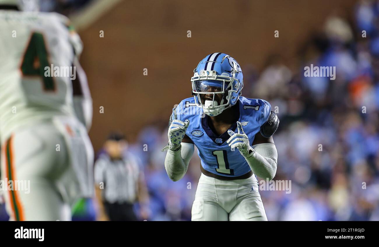 October 14, 2023: North Carolina senior Antavious Lane (1) waiting for ...