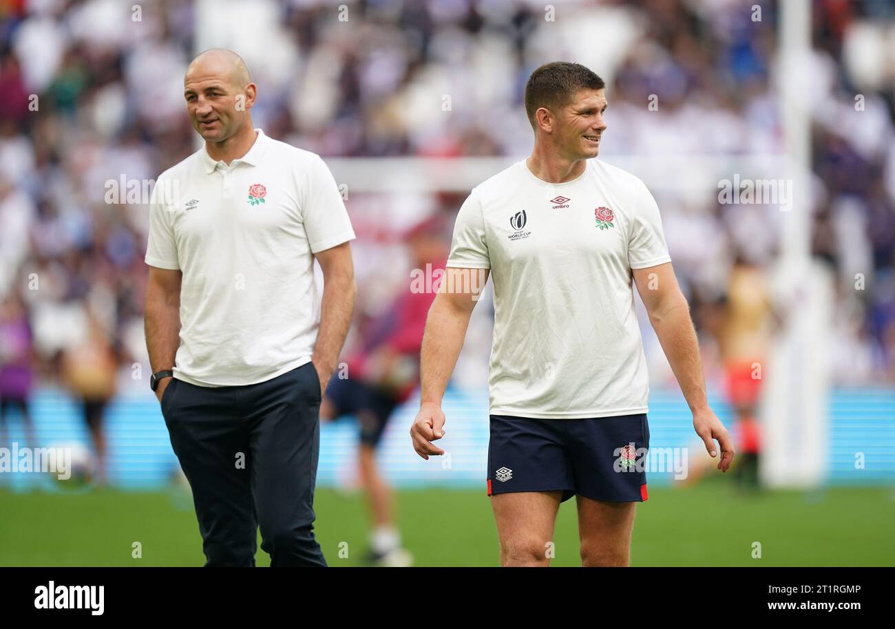 England head coach Steve Borthwick (left) and captain Owen Farrell before the Rugby World Cup ...