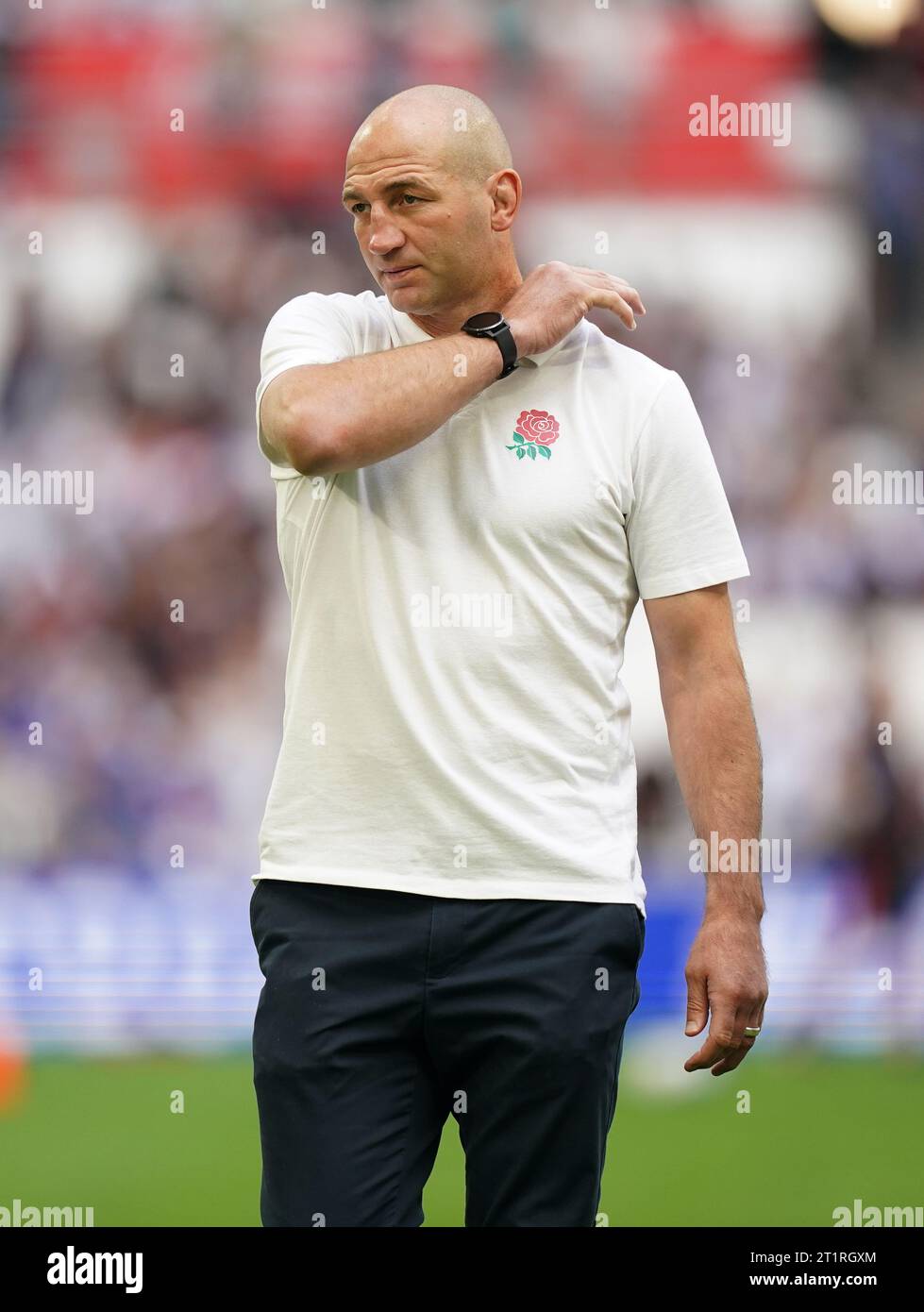 England head coach Steve Borthwick before the Rugby World Cup 2023 quarter-final match at the ...