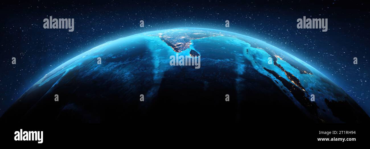 Indian Ocean from space. Elements of this image furnished by NASA. 3d ...