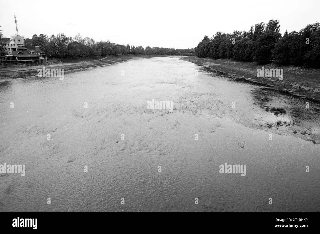 River in Uzhgorod, Ukraine with wind and little waves. Uzh River ...