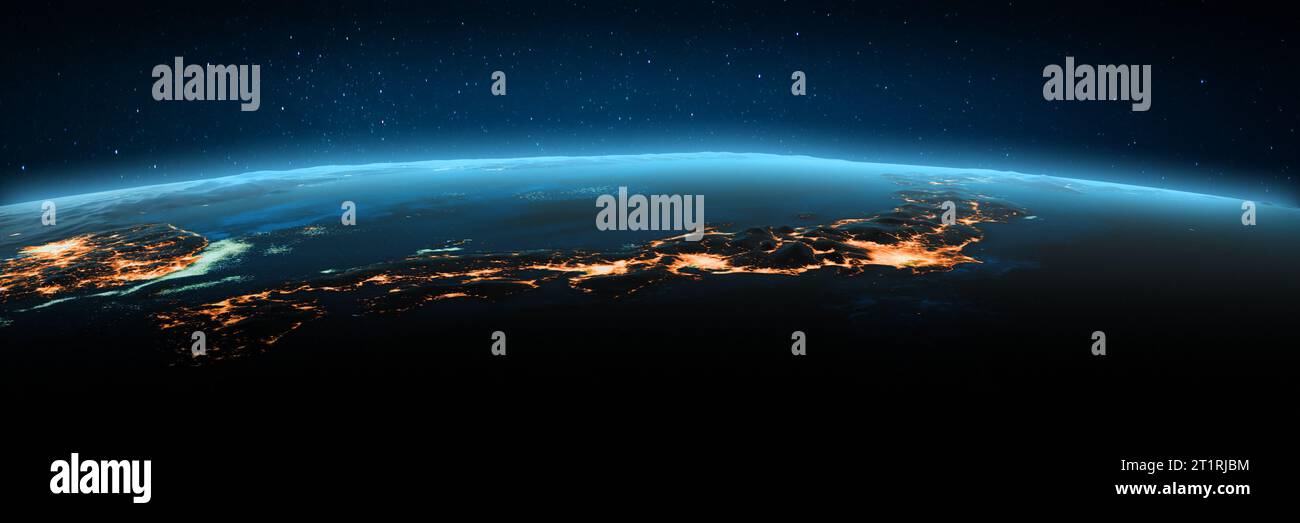 Japan, Tokio city lights. Elements of this image furnished by NASA. 3d ...