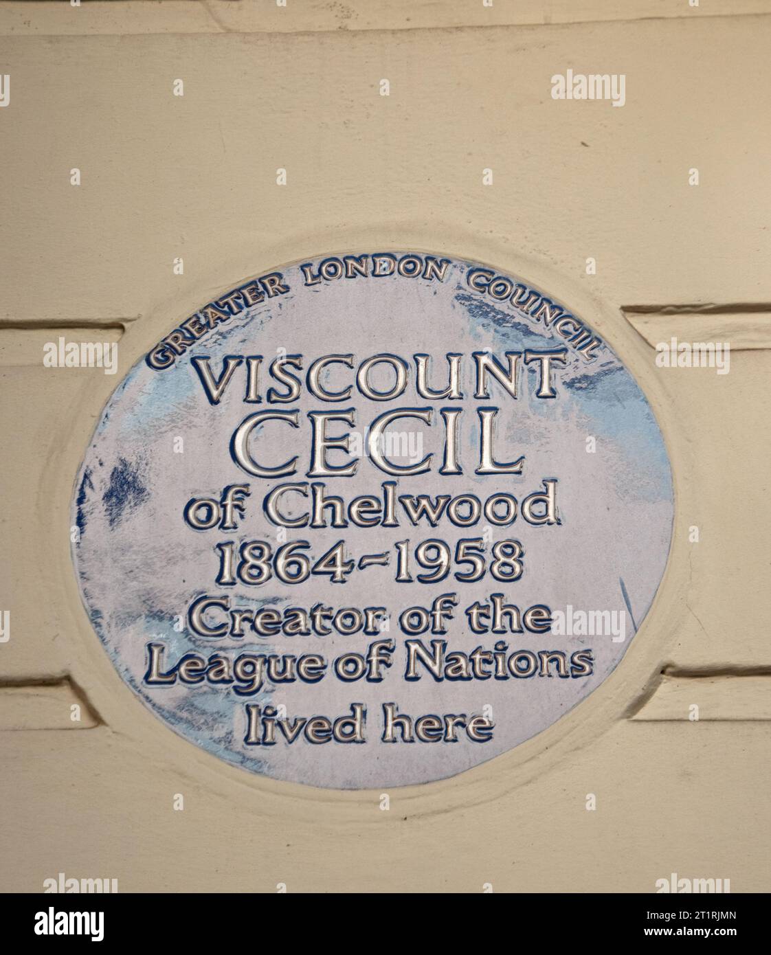 Greater London Council Blue Plaque indicating that Viscount Cecil of ...