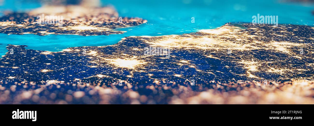 Paris, Brussels, Amsterdam, Rotterdam and Luxembourg city lights ...