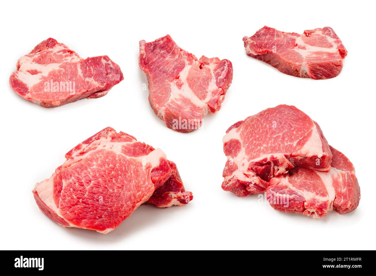 Raw pork isolated on white background Stock Photo - Alamy