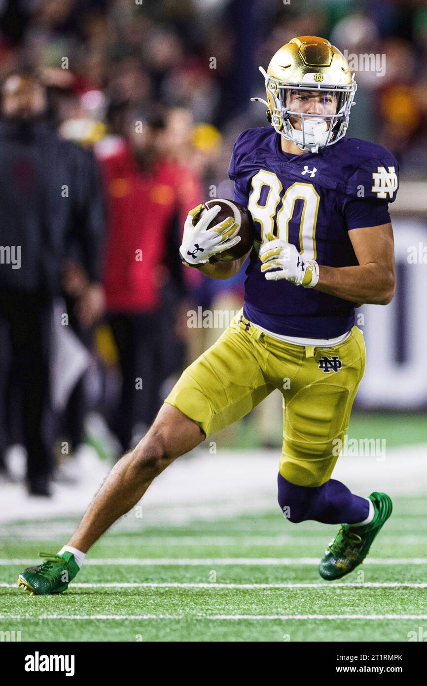 South Bend, Indiana, USA. 14th Oct, 2023. Notre Dame wide receiver ...