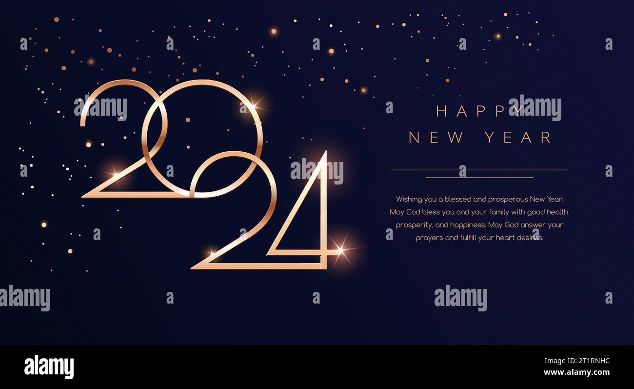 Happy New Year 2024 background - Golden 2024 logo and New Year wishes ...