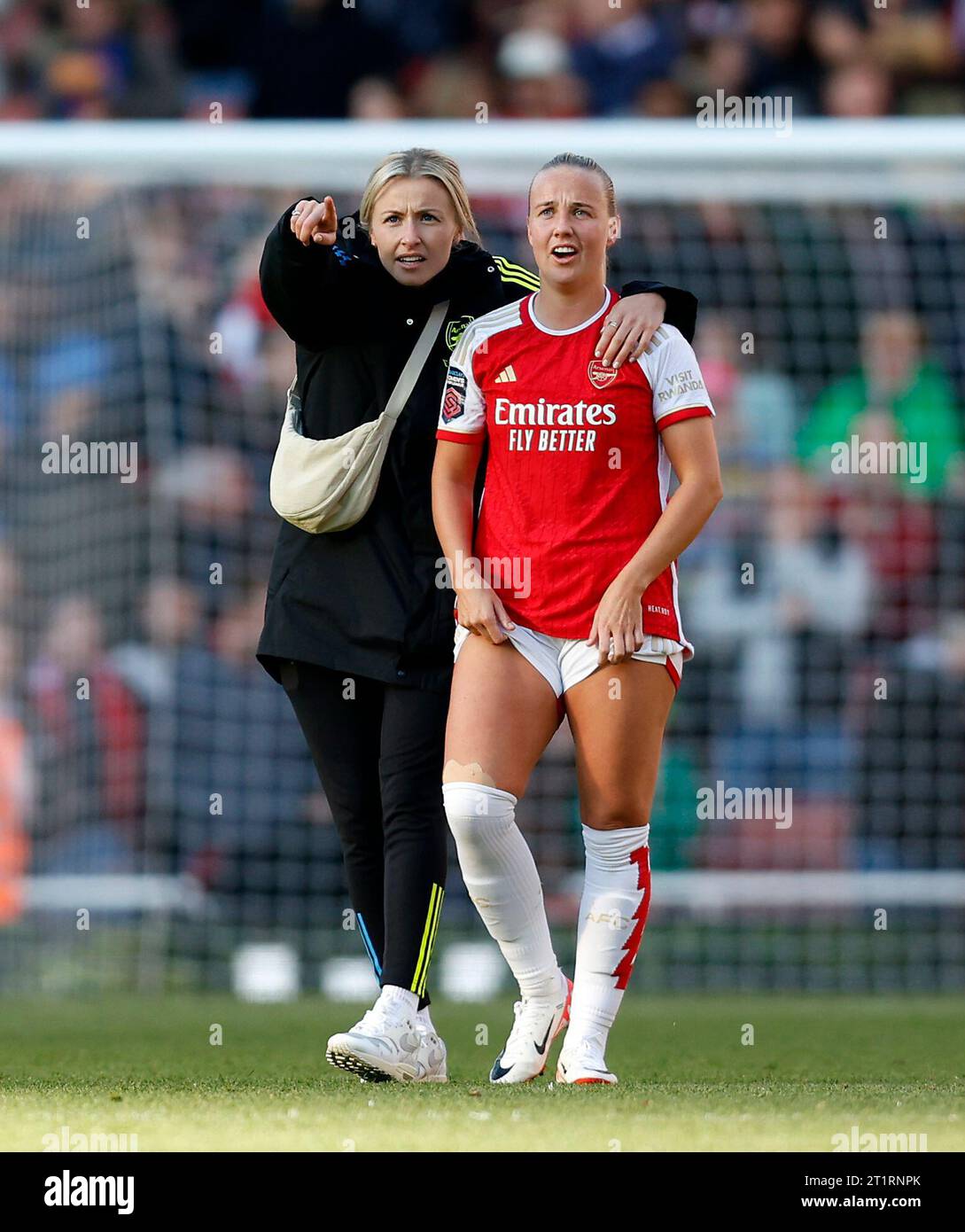 Arsenal’s Beth Mead and Leah Williamson (left) after the Barclays Women ...