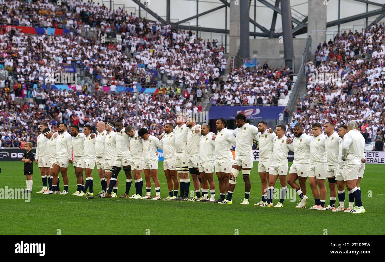 England line up prior to the Rugby World Cup 2023 quarter-final match ...