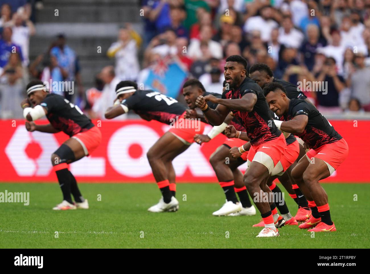 Fiji perform The Cibi prior to the Rugby World Cup 2023 quarter-final ...