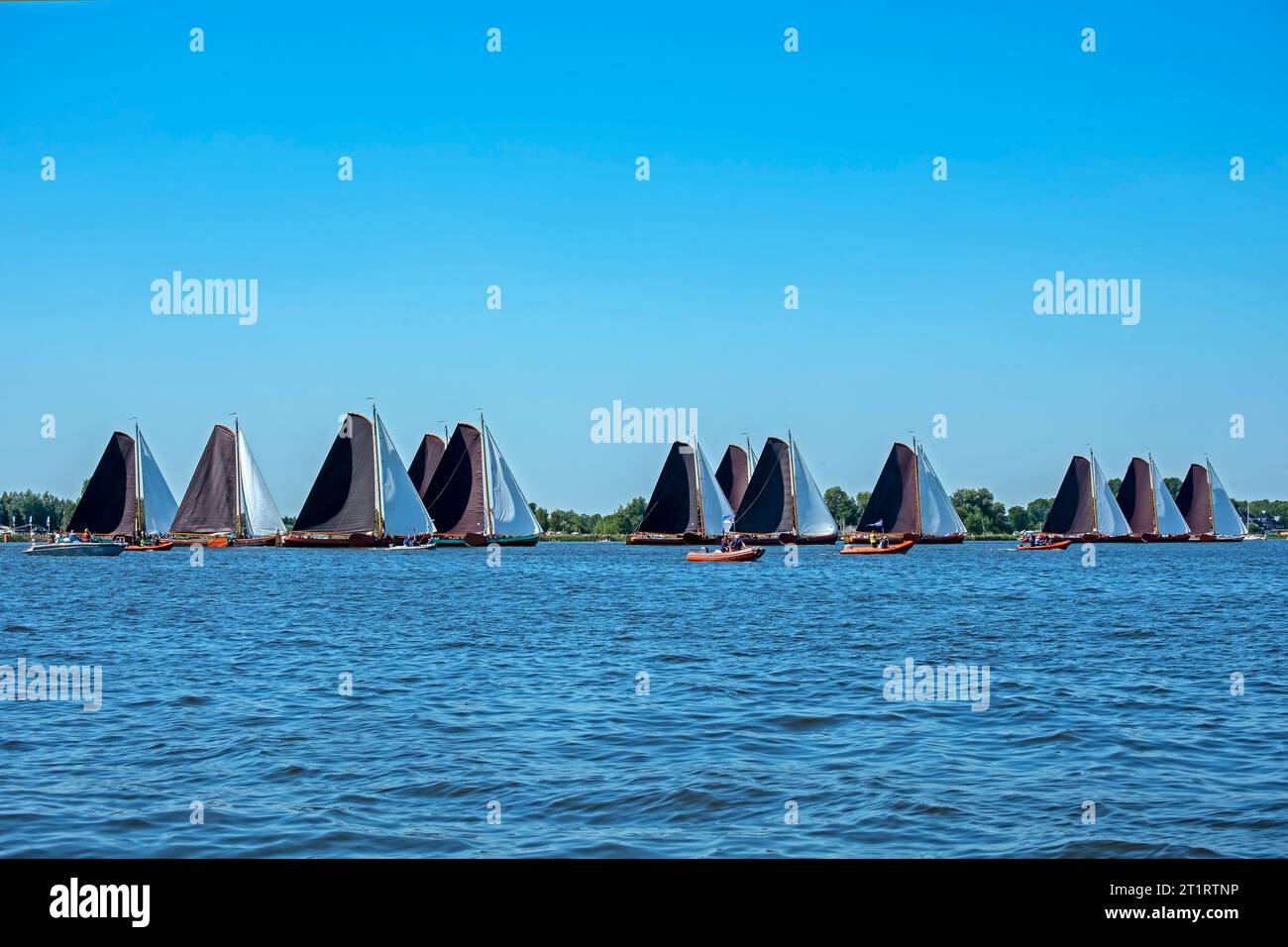 Traditional Frisian wooden sailing ships in a yearly competition Stock ...