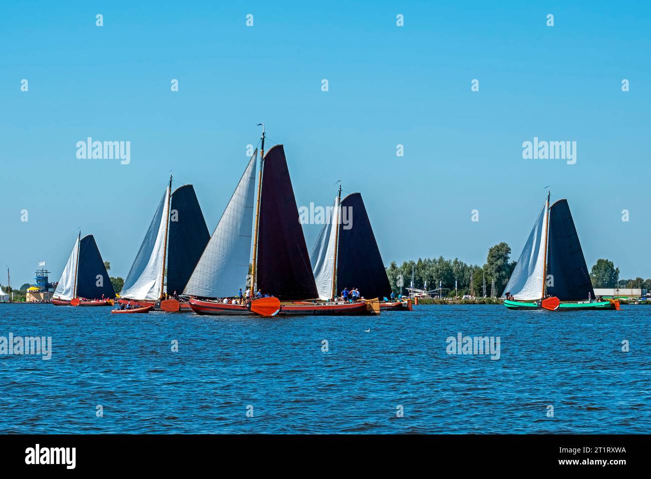 Traditional Frisian wooden sailing ships in a yearly competition in the ...