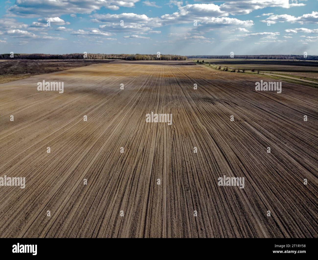 Treated farm field, aerial view. Agricultural land Stock Photo - Alamy