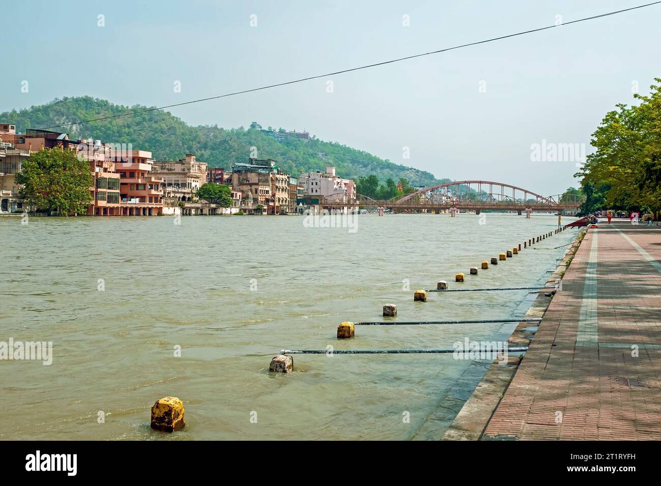 View on the city Hardwar at the river Ganges in India Stock Photo - Alamy