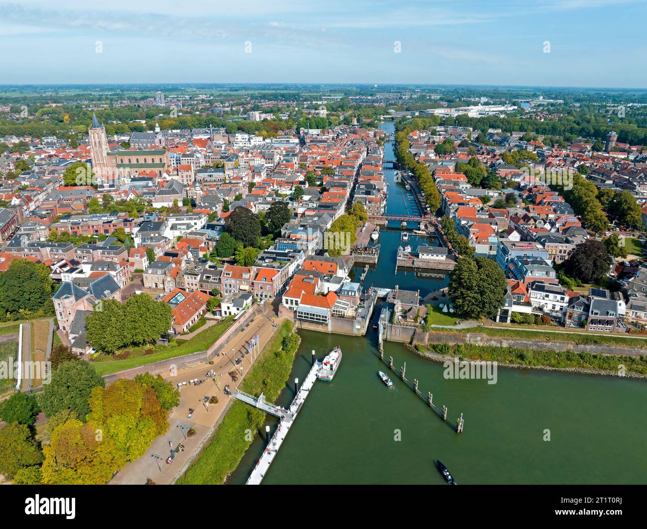 Aerial from the historical city Gorinchem in the Netherlands Stock ...