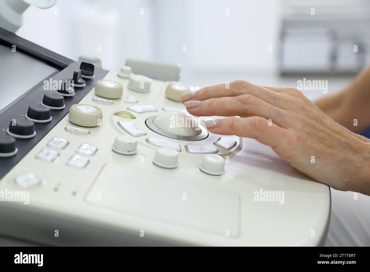 Ultrasonic examination of internal organs. A man on an abdominal ...
