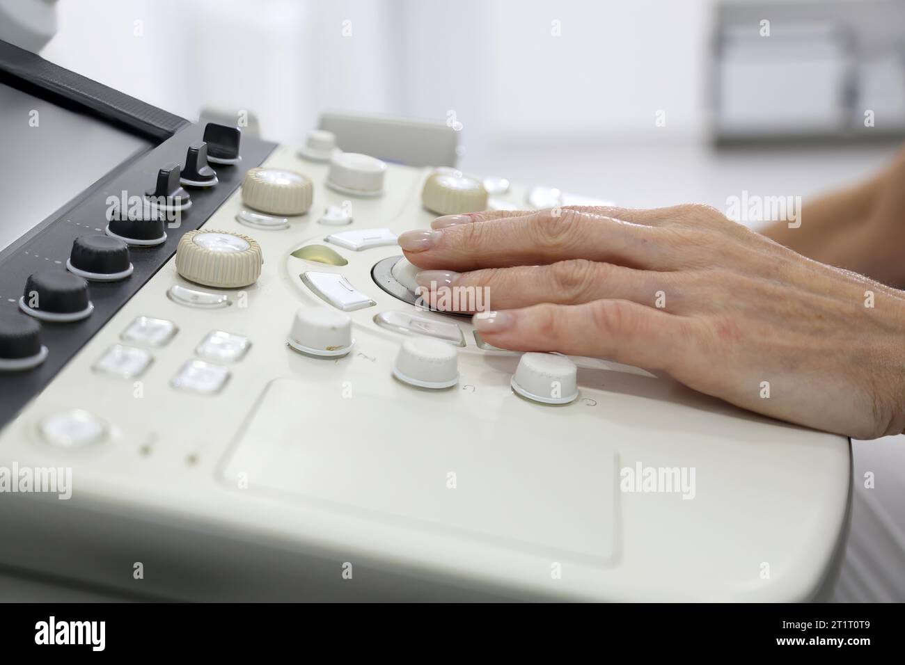 Ultrasonic examination of internal organs. A man on an abdominal ...