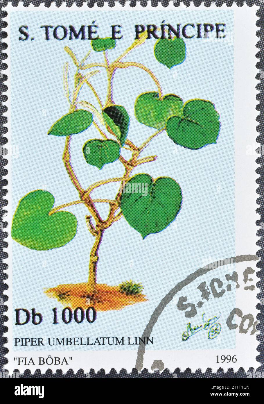 Cancelled postage stamp printed by São Tomé and Príncipe, that shows ...
