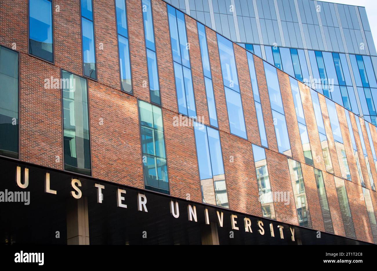 Belfast, UK, Sep 29, 2023. Street view of the new buildings at Ulster ...